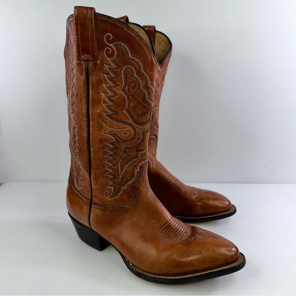 Tony Lama | Shoes | Vintage Tony Lama Brown Leather Western Boots Size ...